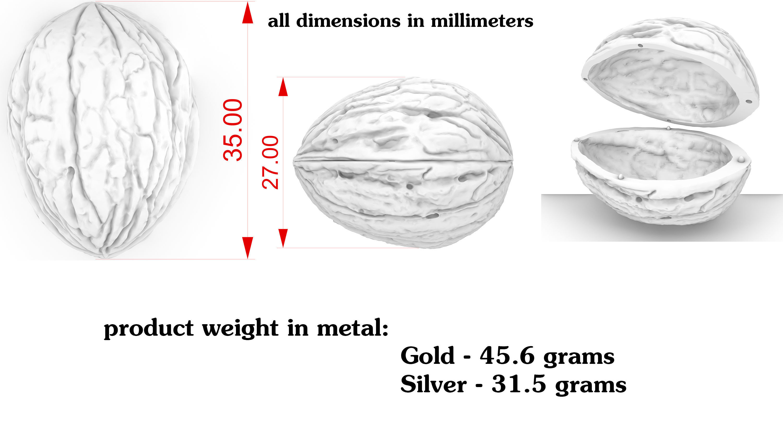 Walnut 3D model 3D printable | CGTrader