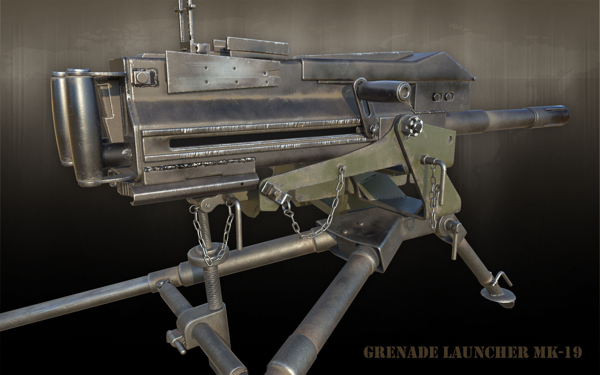 3D model Grenade Launcher MK-19 VR / AR / low-poly | CGTrader