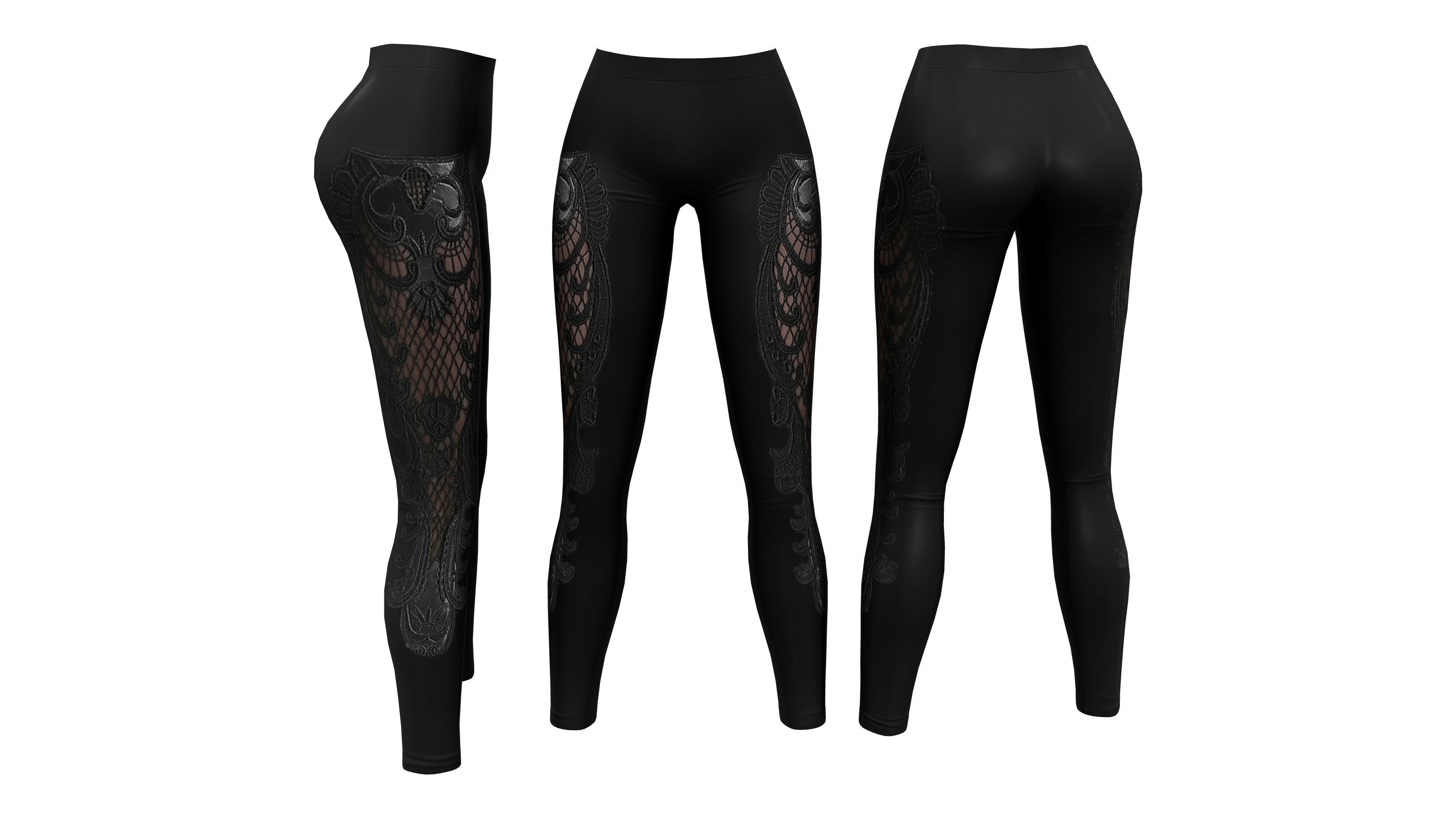 3D model Skinny Pants Leggings with Applique VR / AR / low-poly | CGTrader