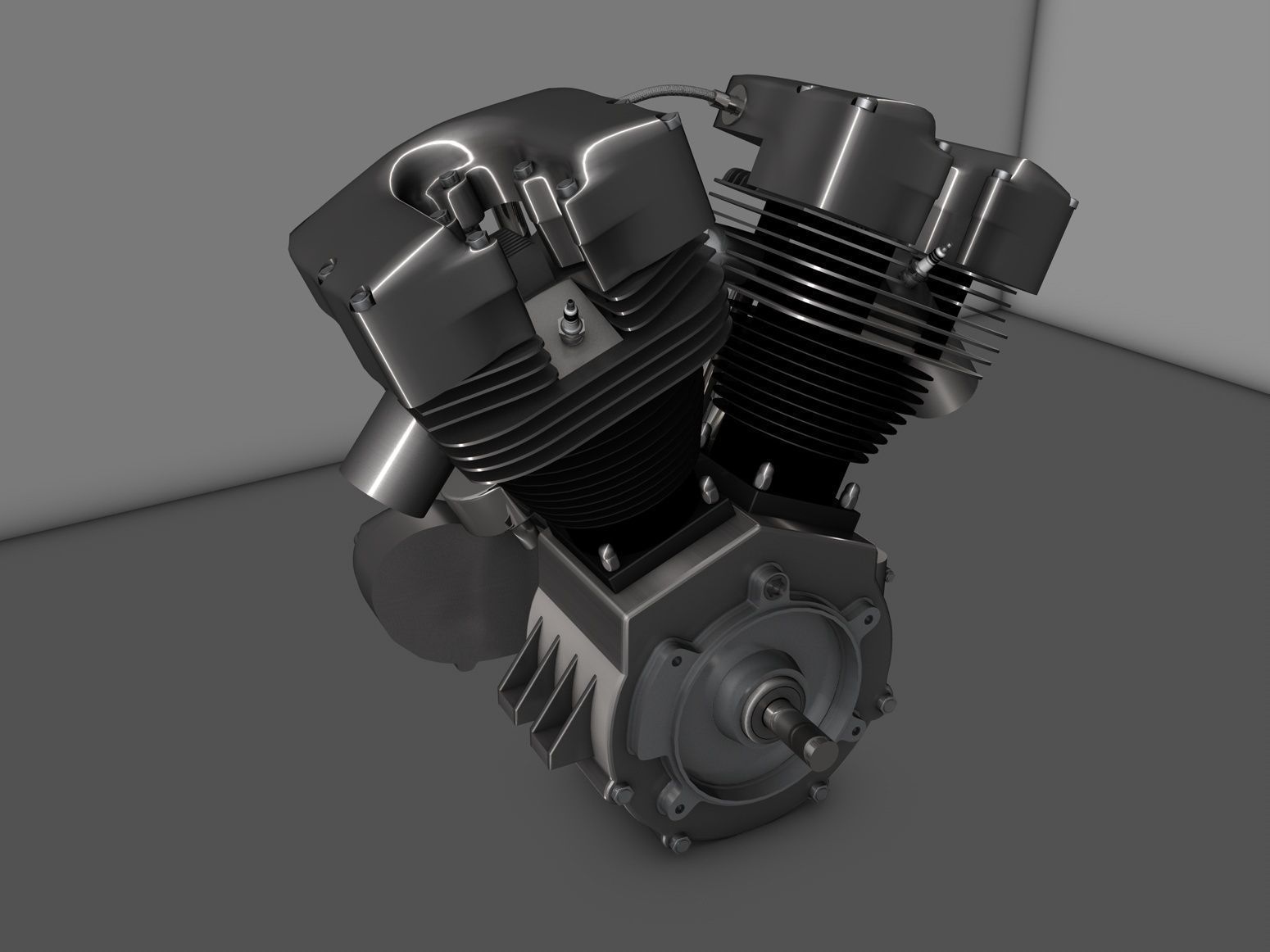 Harley Shovelhead Motorcycle Engine 3D Model OBJ 3DS FBX C4D DXF STL ...