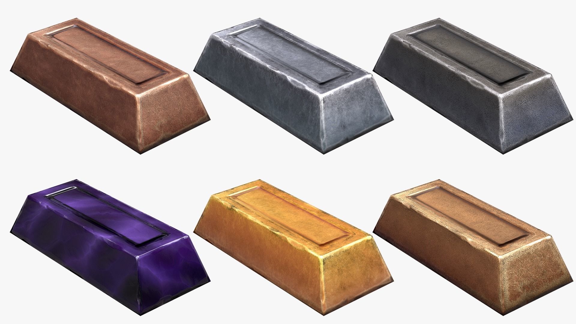 3D model Stylized Ingots Pack VR / AR / low-poly | CGTrader