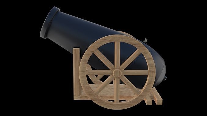 3D model low poly cannon on wooden wheel VR / AR / low-poly | CGTrader