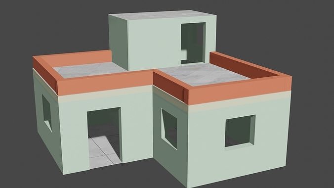 L shape house in Free Fire free 3D model | CGTrader