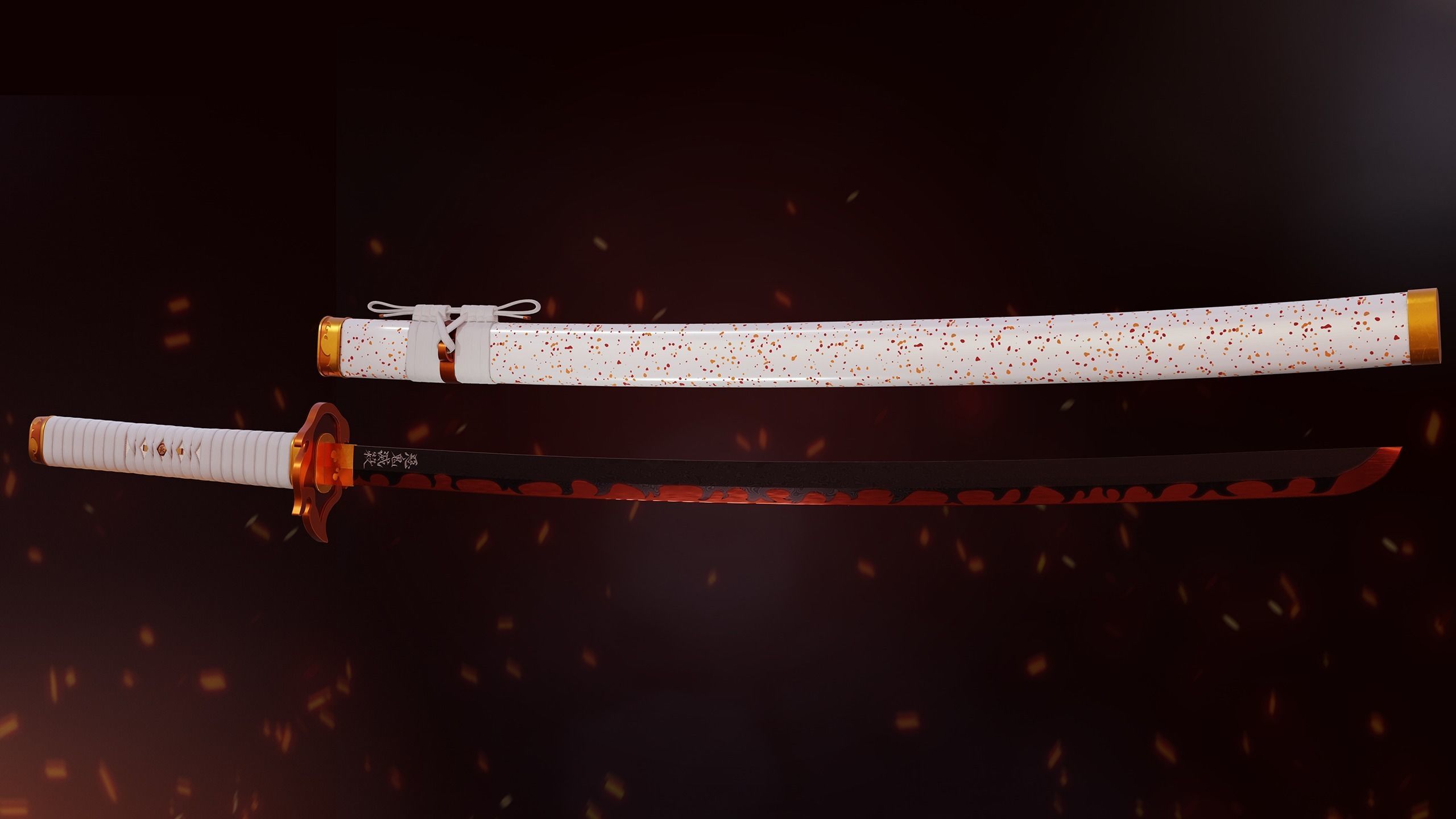 Kyojuro Rengoku Katana - Kimetsu no Yaiba Fanart free 3D model | CGTrader