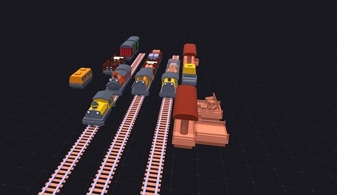 Mini pack of Lowpoly trains 3D model | CGTrader