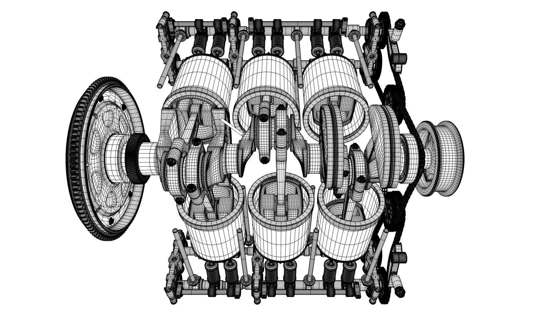 V6 Engine Working Animated 3D model animated rigged | CGTrader