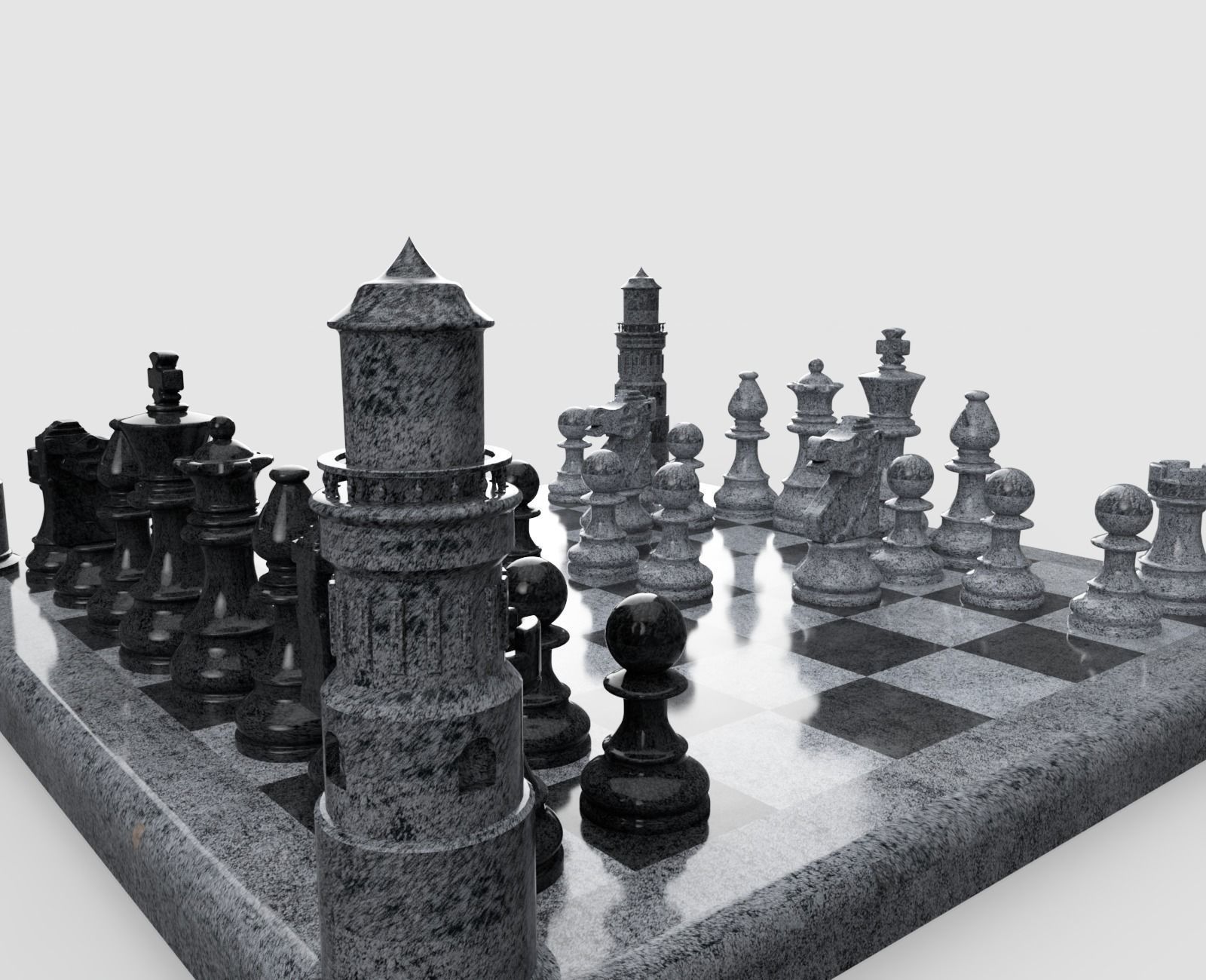 3D model Chess set with towers VR / AR / low-poly | CGTrader
