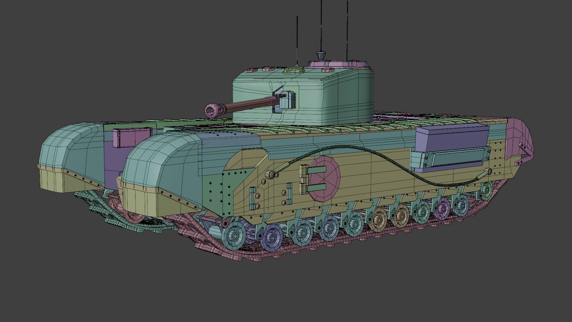 Churchill Tank - WW2 Infantry Support - Blender Rigged 3D model ...