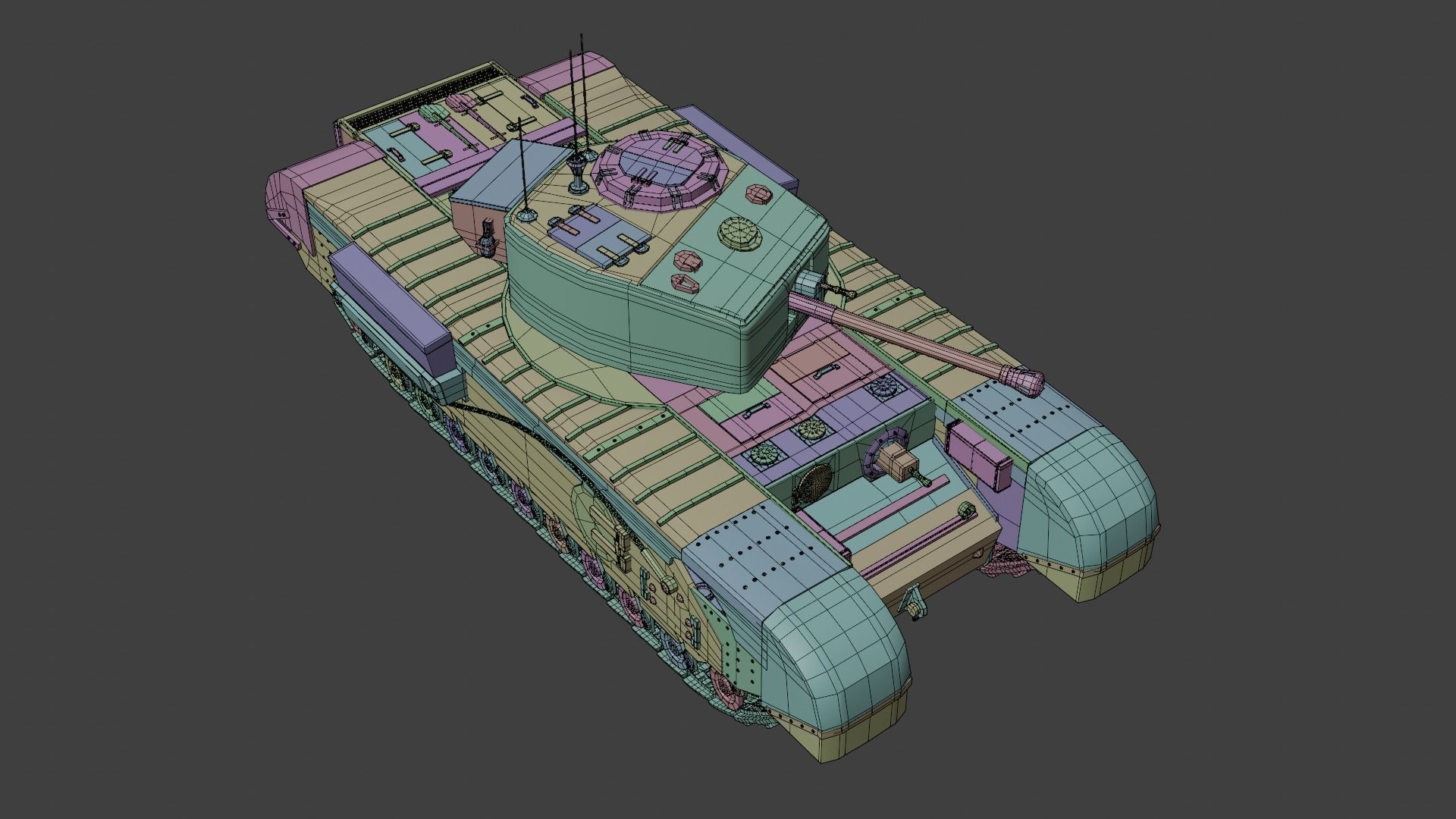 Churchill Tank - WW2 Infantry Support - Blender Rigged 3D model ...
