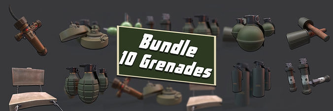3D model GRENADE BUNDLE - 10 ASSETS Ready for Download VR / AR / low ...