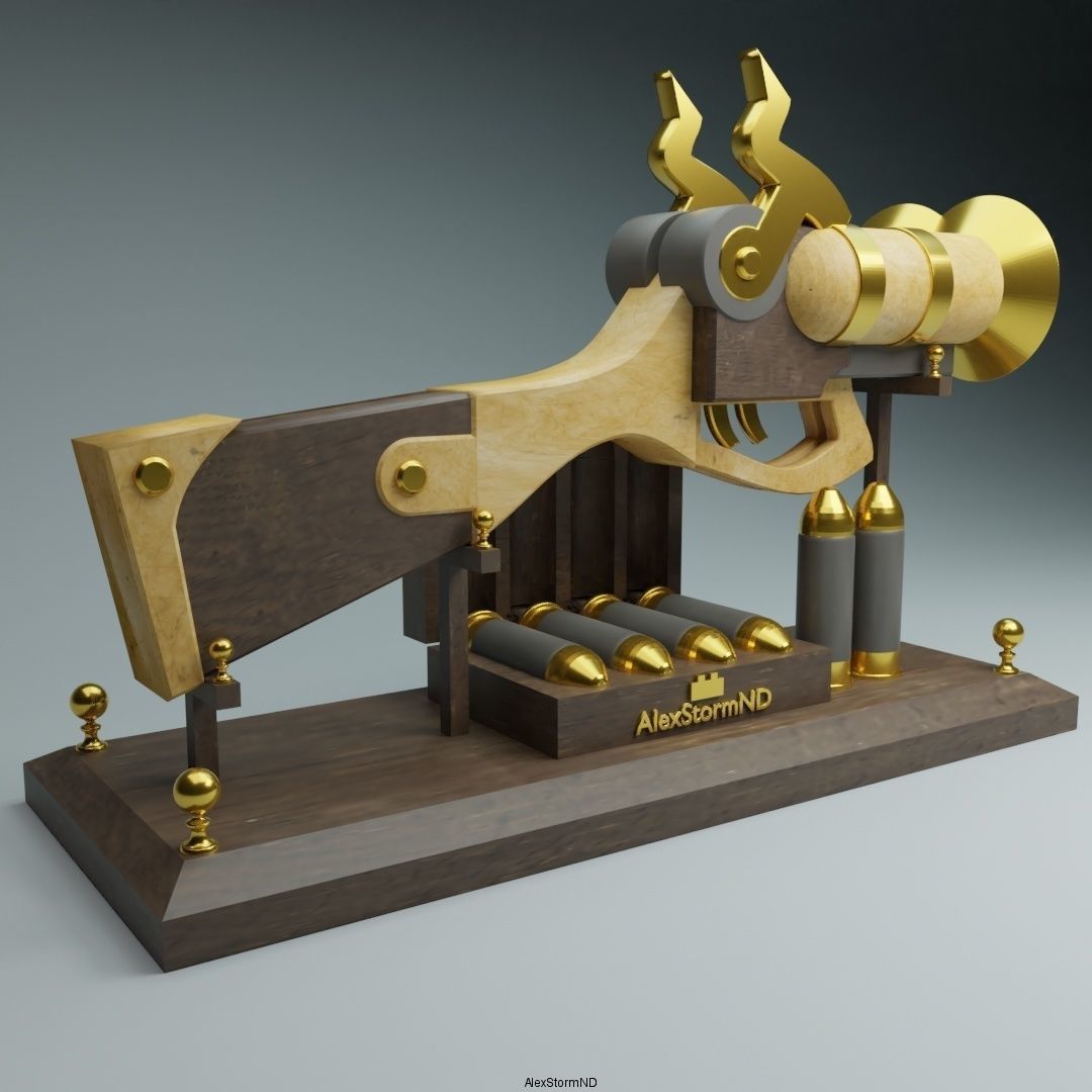 Steampunk double-barreled musket 3D model 3D printable | CGTrader