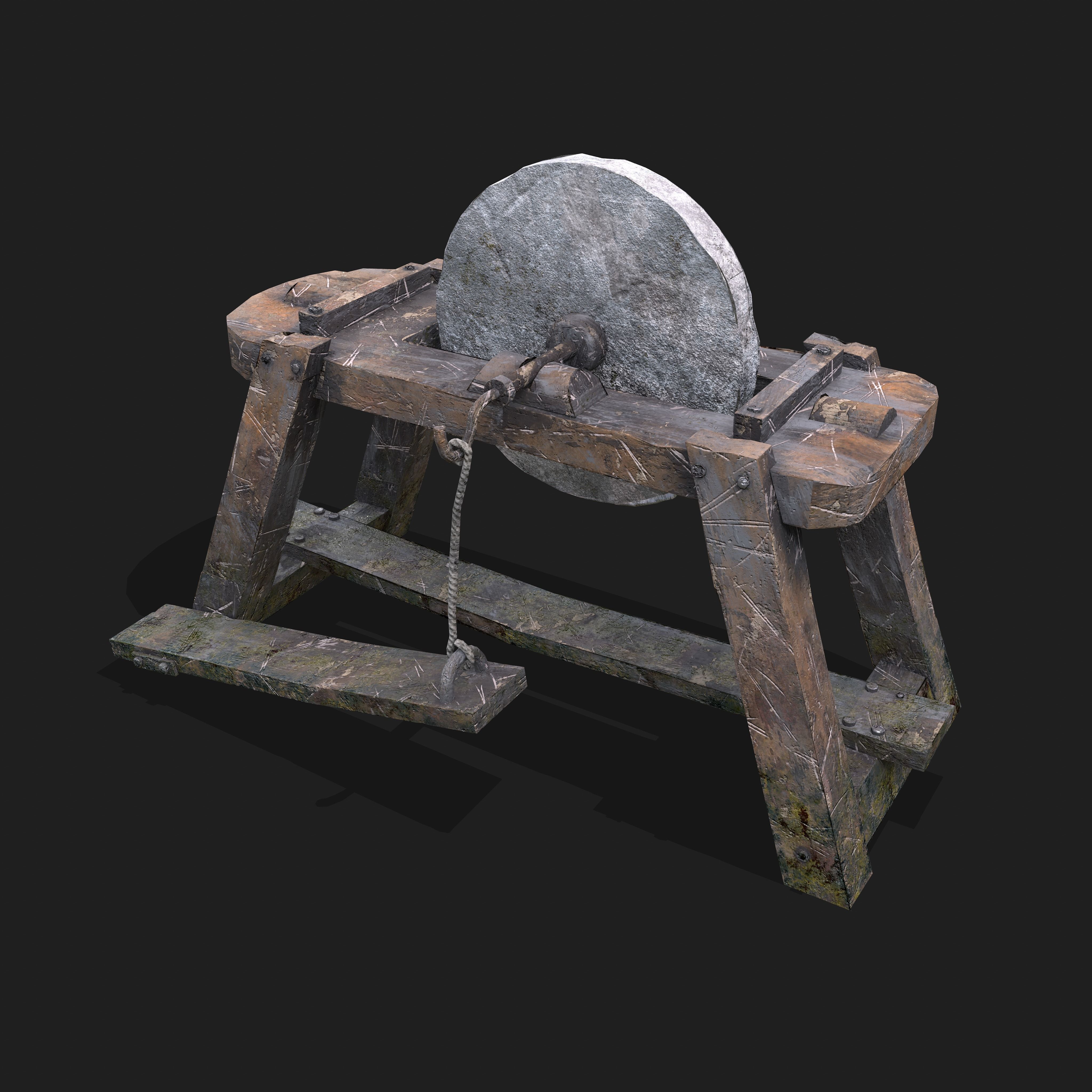 3D model Medieval Grindstone VR / AR / low-poly | CGTrader