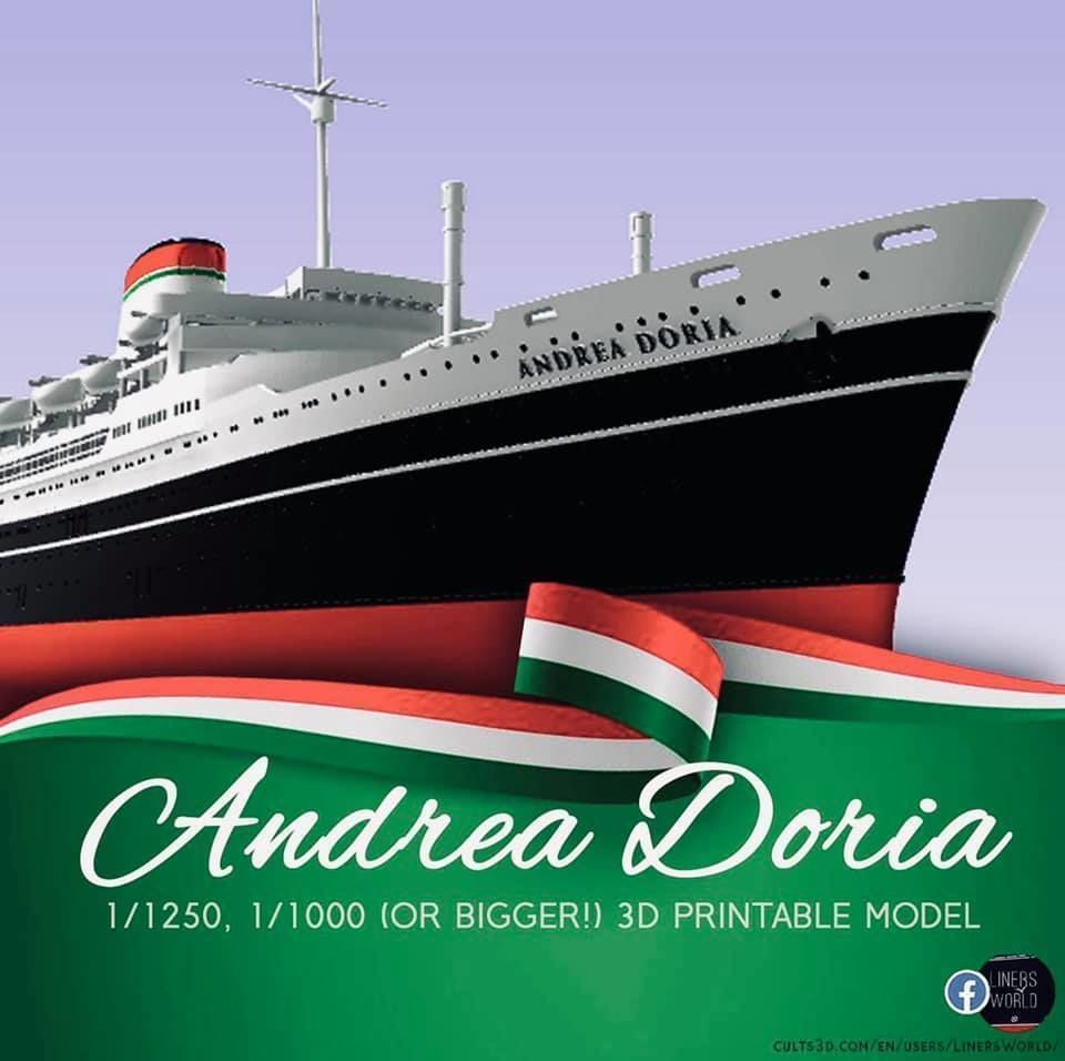 SS Andrea Doria ocean liner full and waterline printable model 3D model ...