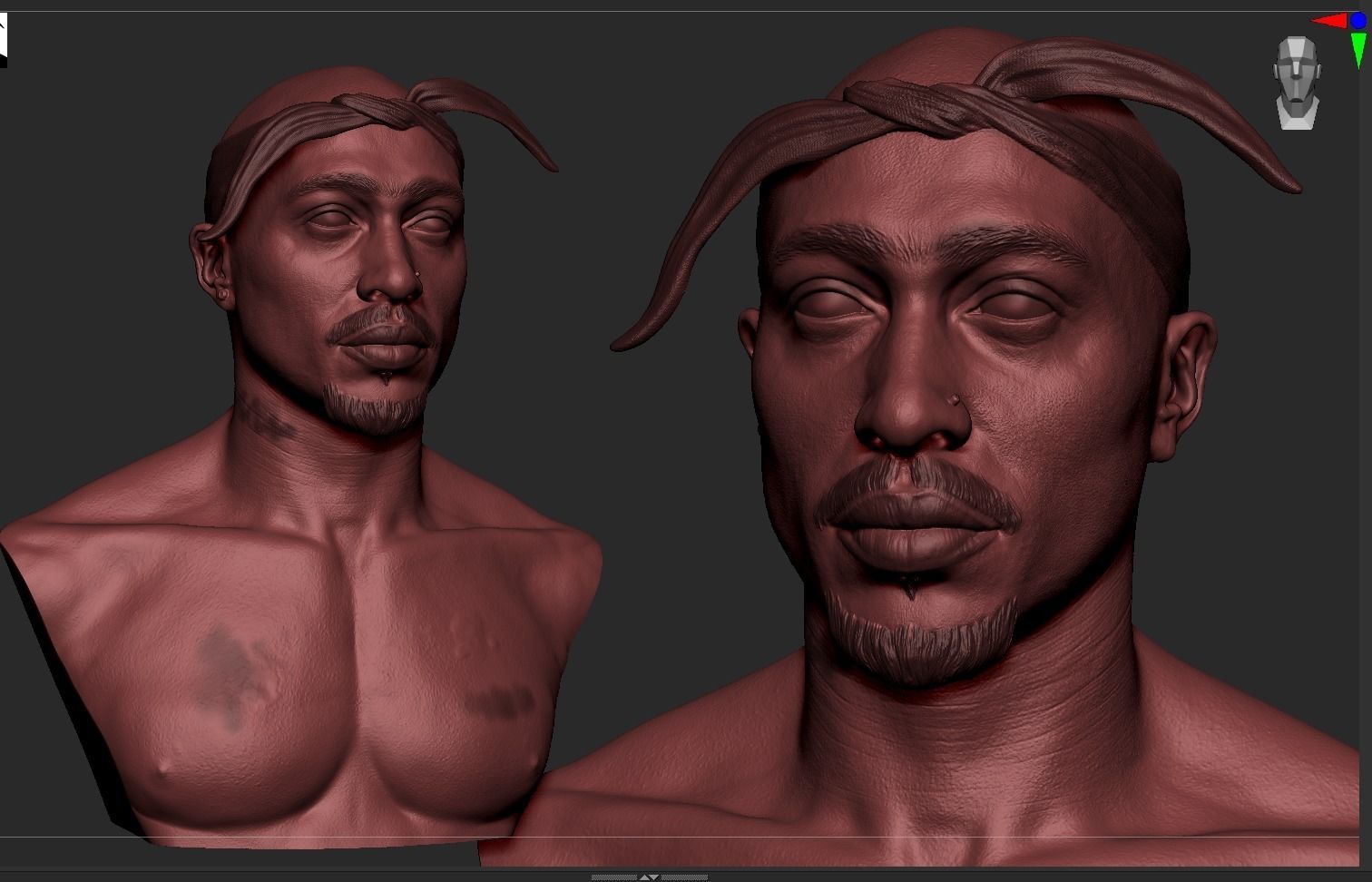 Tupac Shakur Bust 3D model 3D printable | CGTrader