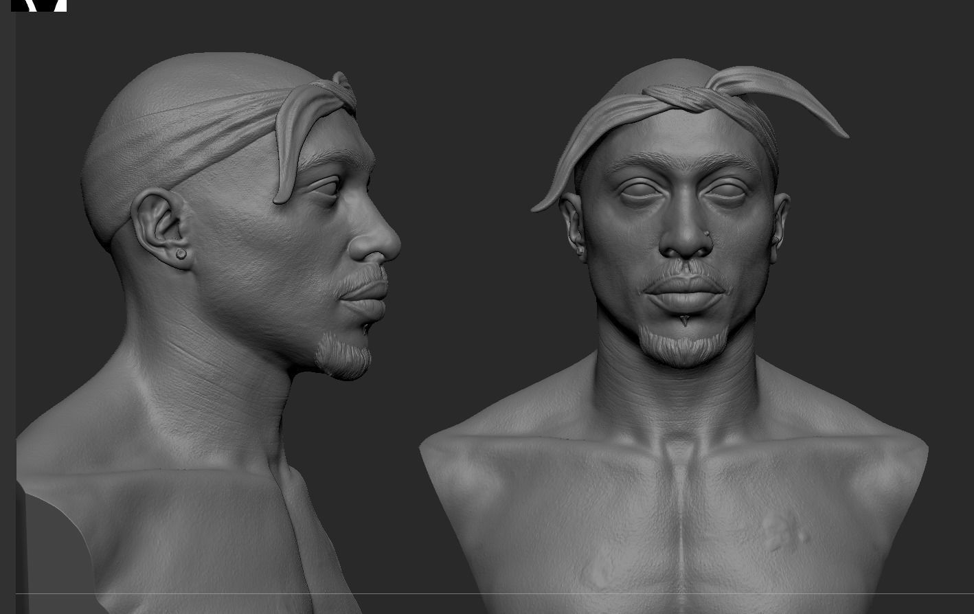 Tupac Shakur Bust 3D model 3D printable | CGTrader