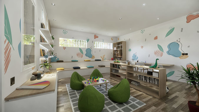Rendering Realistic Scene Kindergarth and Home Schooling 3D model ...