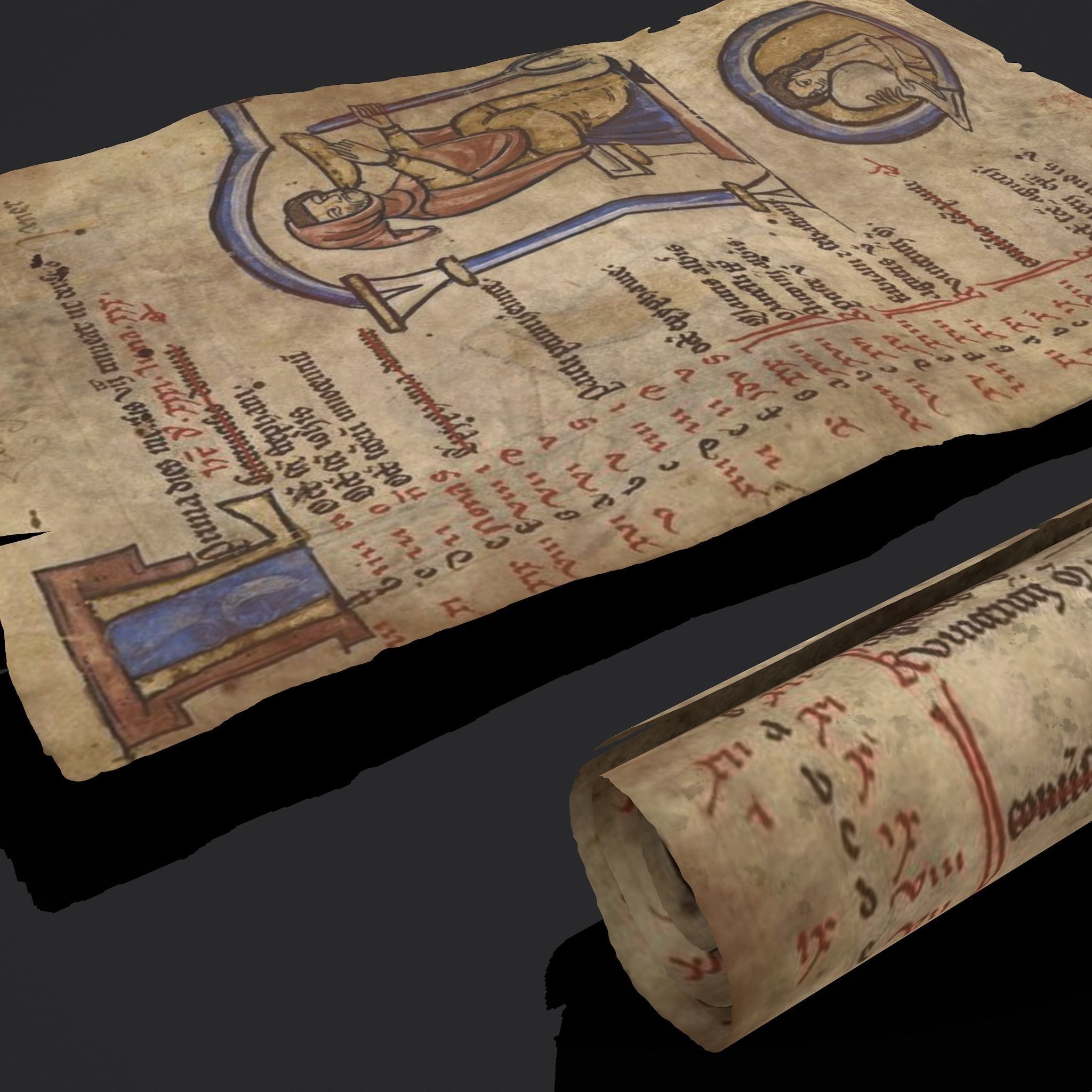 January Manuscript Page and Scroll 3D Model Collection | CGTrader