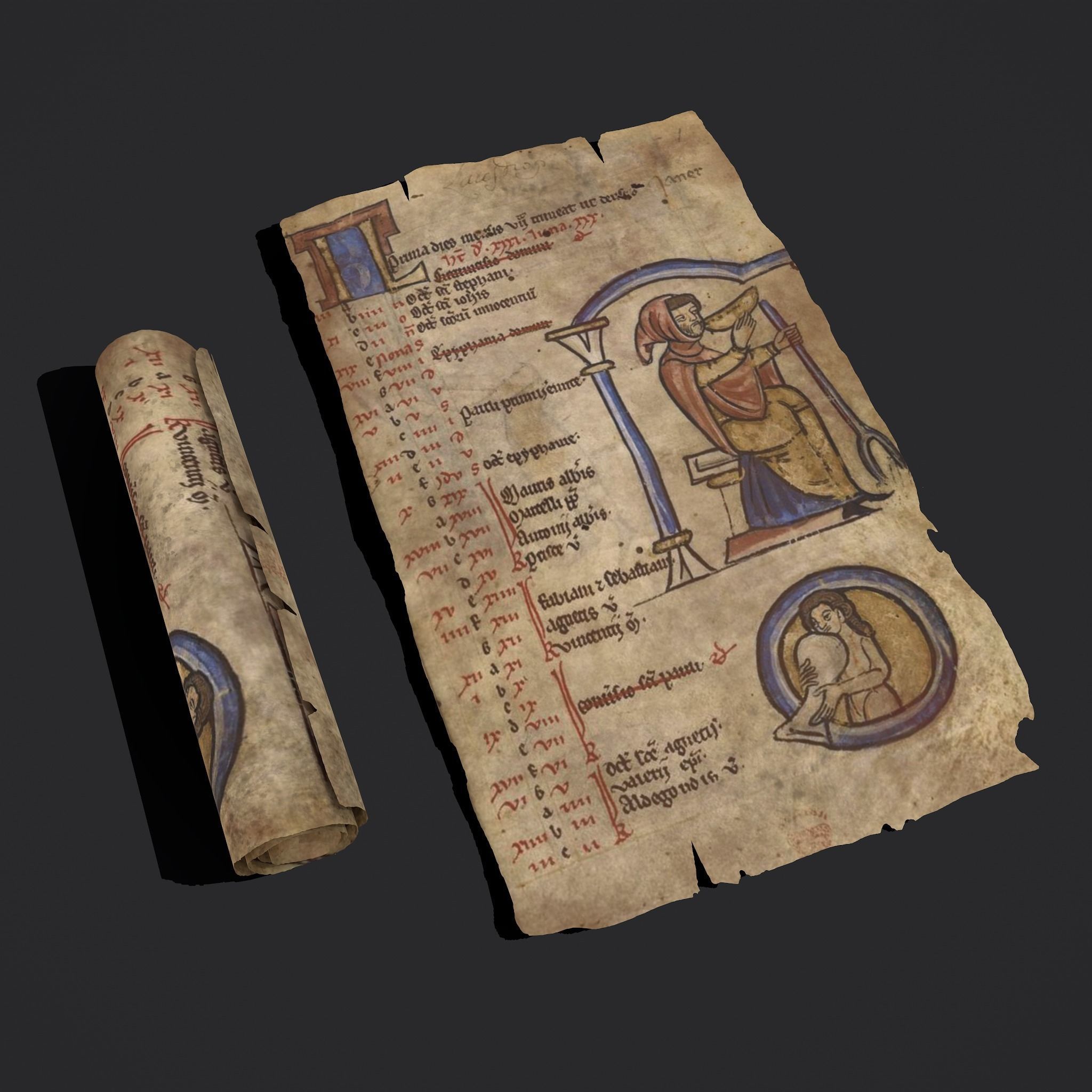 January Manuscript Page and Scroll 3D Model Collection | CGTrader