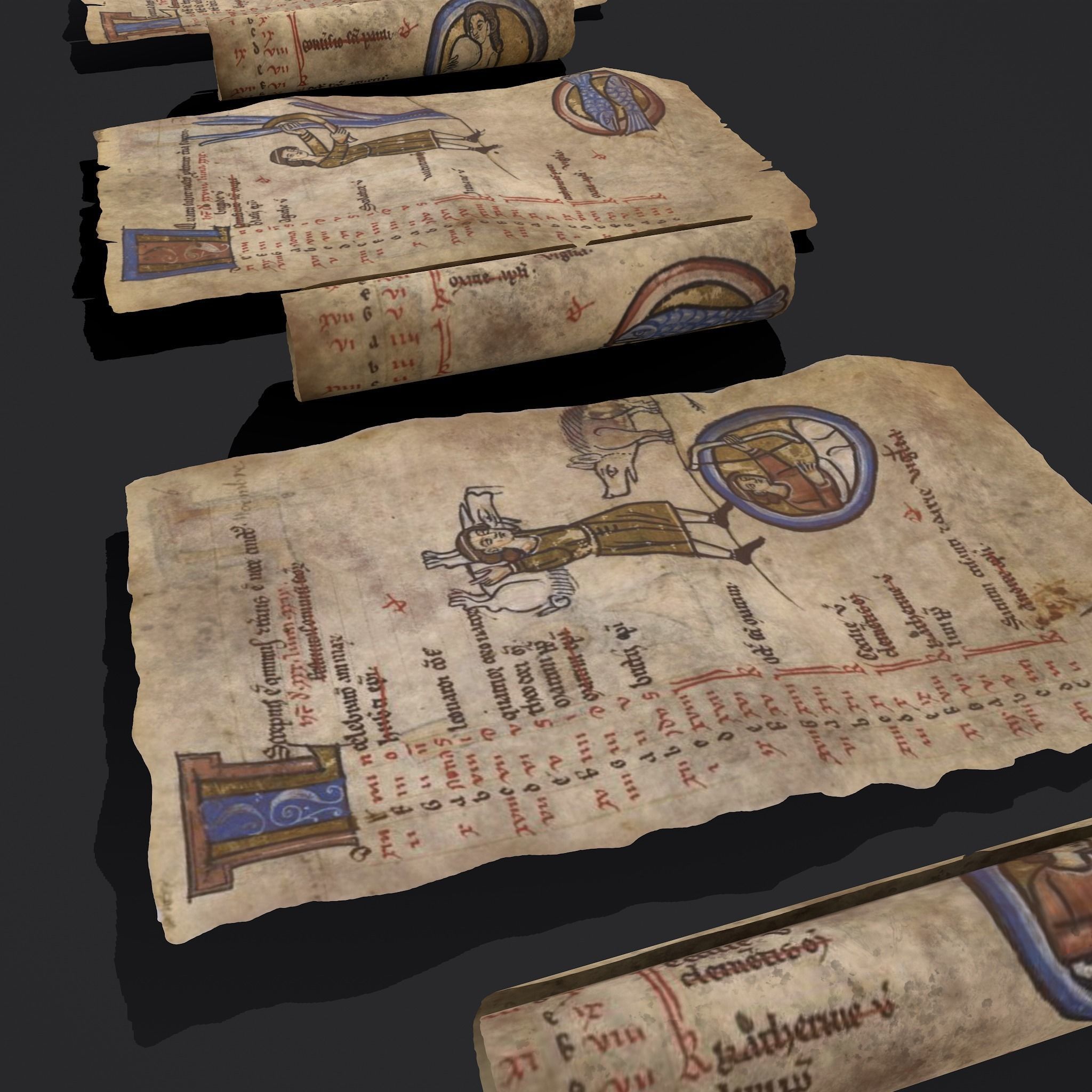 3D Model Collection Medieval Manuscript Scrolls and Pages JAN FEB NOV ...