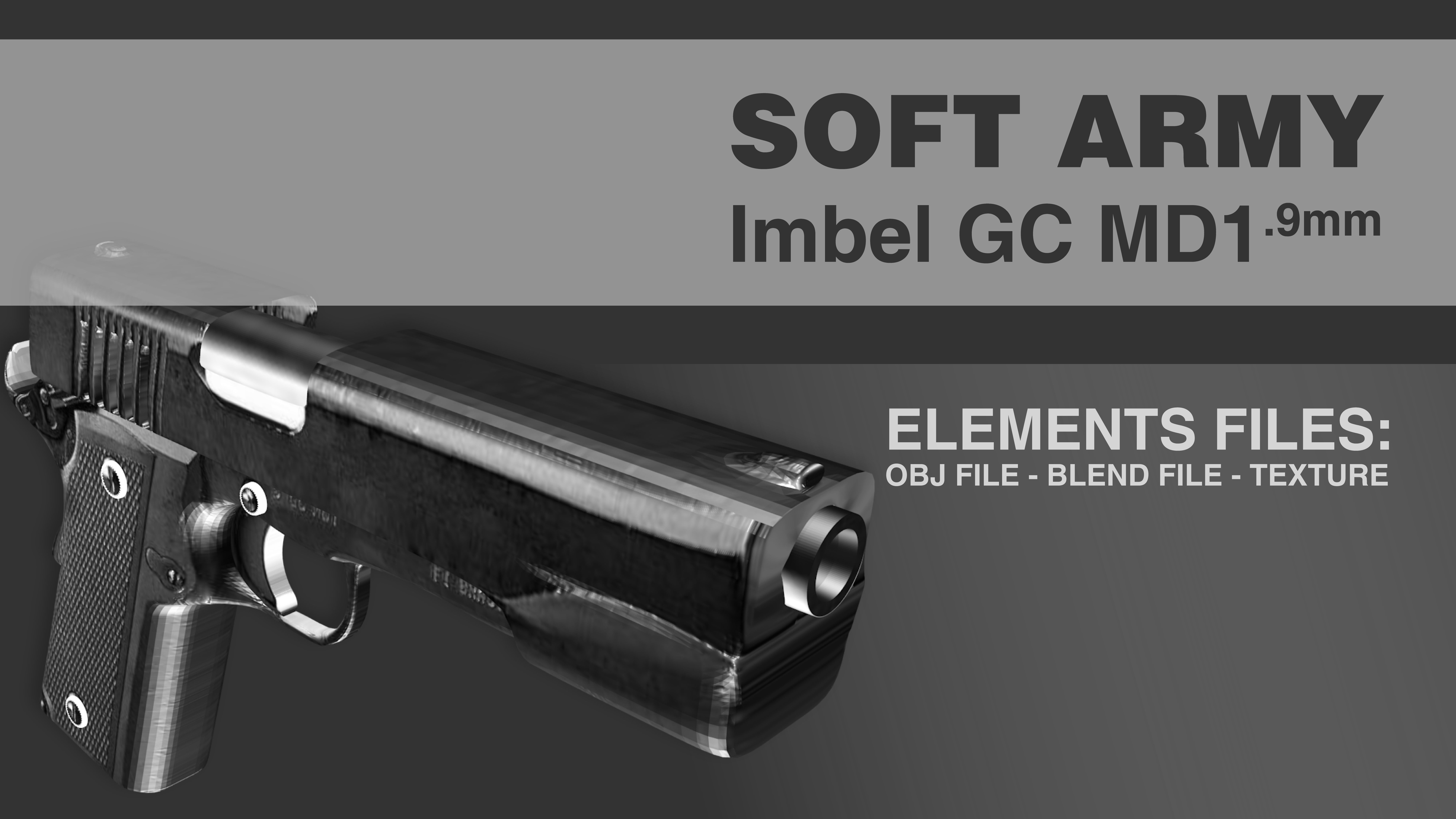 3D model Soft Army - Imbel GC MD1 9mm VR / AR / low-poly | CGTrader