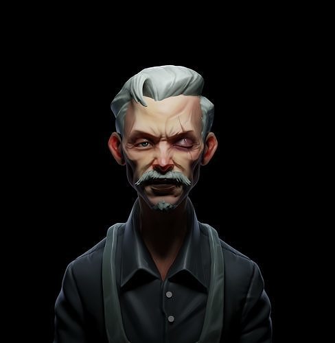 Butcher - old man with moustache and mustache 3D model 3D printable ...