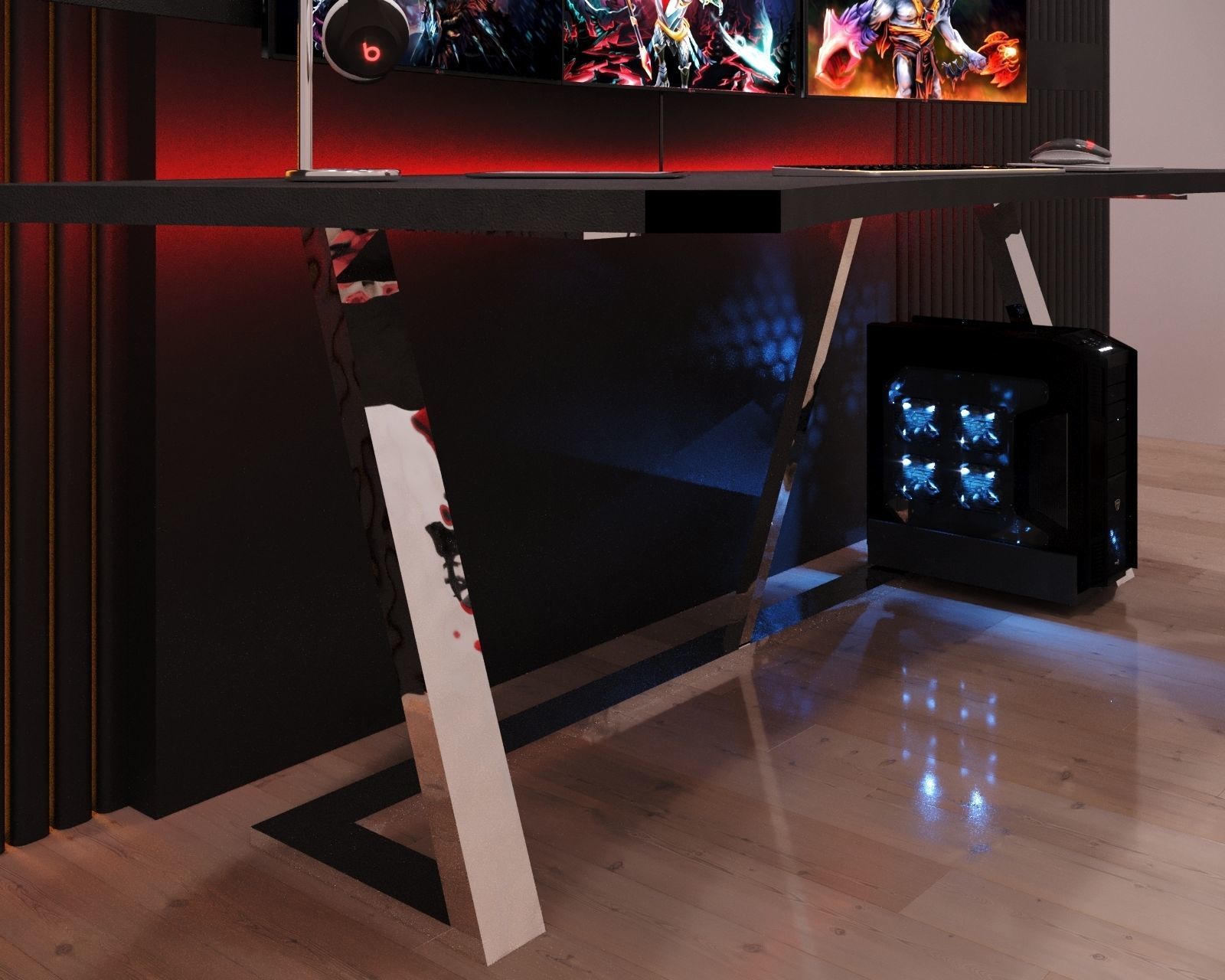 Gaming pc and pc table design free 3D model | CGTrader