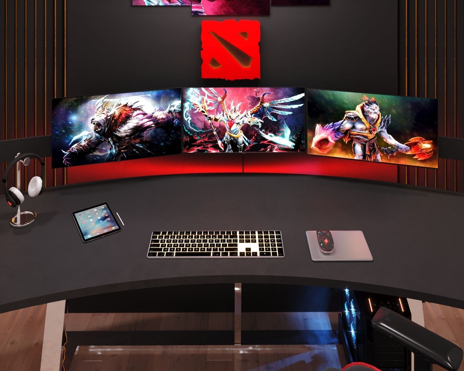 Gaming pc and pc table design free 3D model | CGTrader