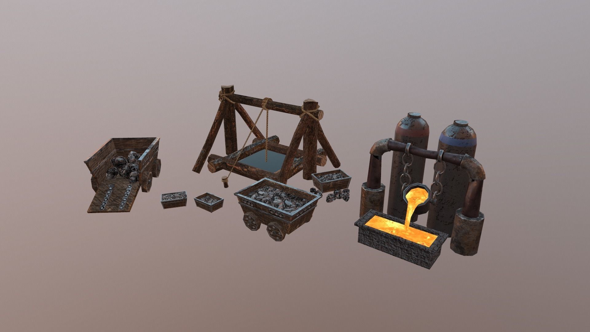 3d Model Iron Mine Level 1 Vr Ar Low Poly Cgtrader