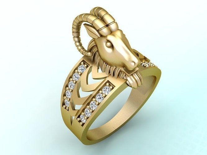 Goats head ring - Goat ring 3D model 3D printable | CGTrader