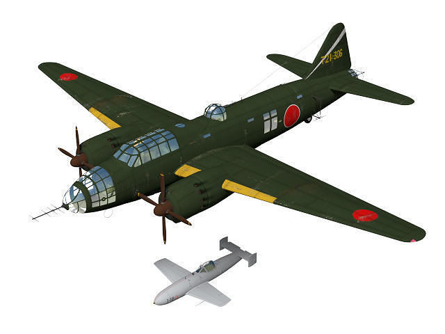 Mitsubishi G4M Betty Type24 tei and cherry blossom MXY-7 Type11 3D ...