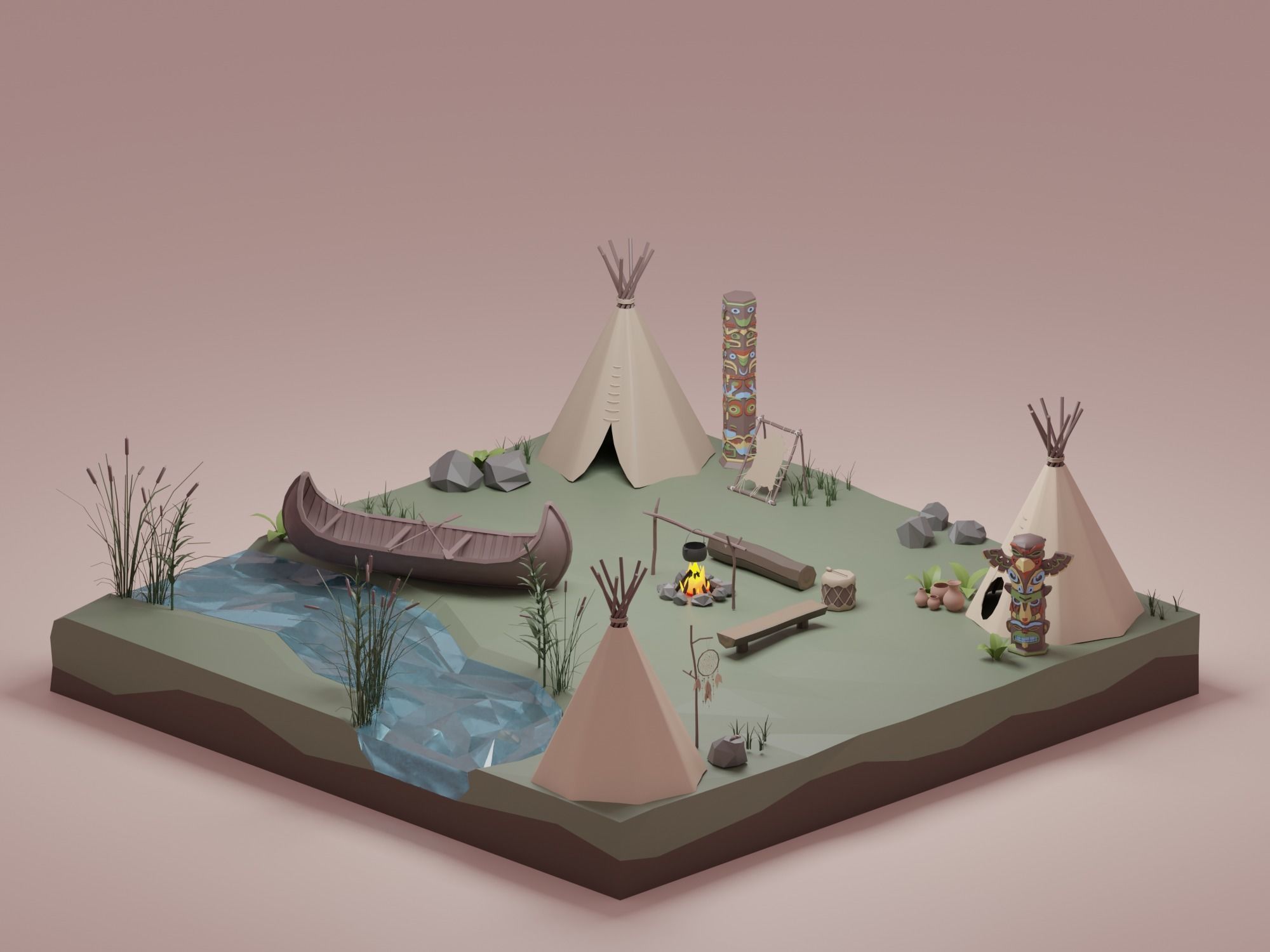 3D asset Native American village | CGTrader