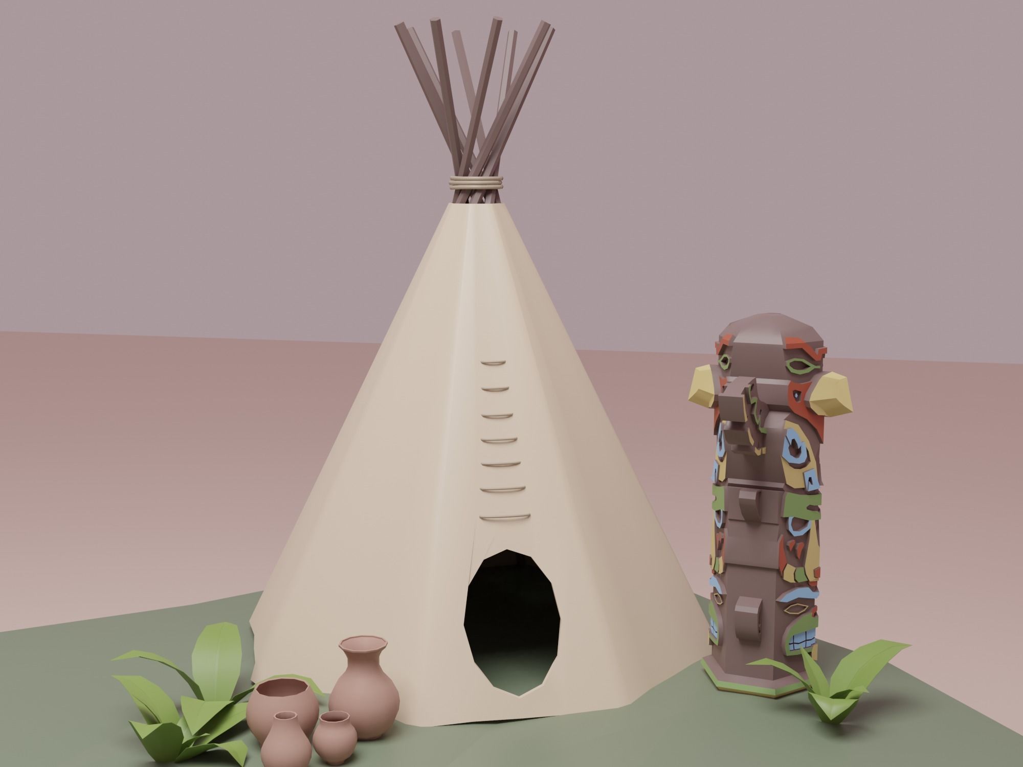3D model Native American village VR / AR / low-poly | CGTrader