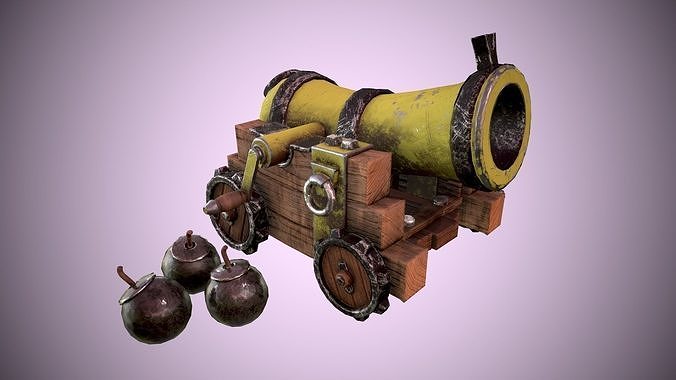 3D model Stylized cannon for the game VR / AR / low-poly | CGTrader