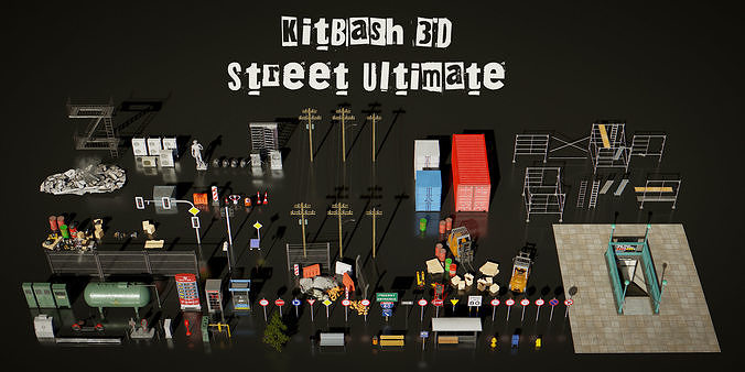 3D model KitBash 3D Street Ultimate VR / AR / low-poly | CGTrader