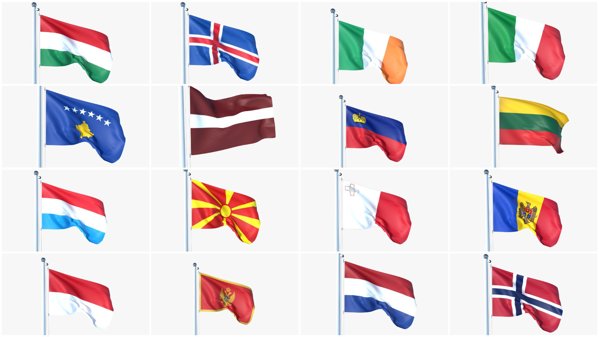 3D model Animated All Flags Of Europe VR / AR / low-poly | CGTrader
