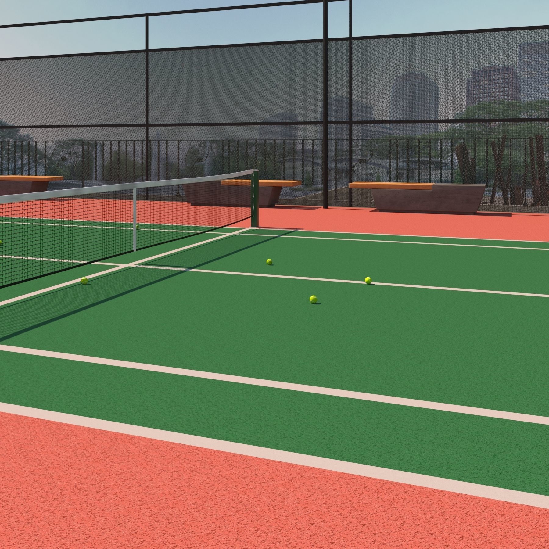 Raised Tennis Courts - Vray 3D model | CGTrader
