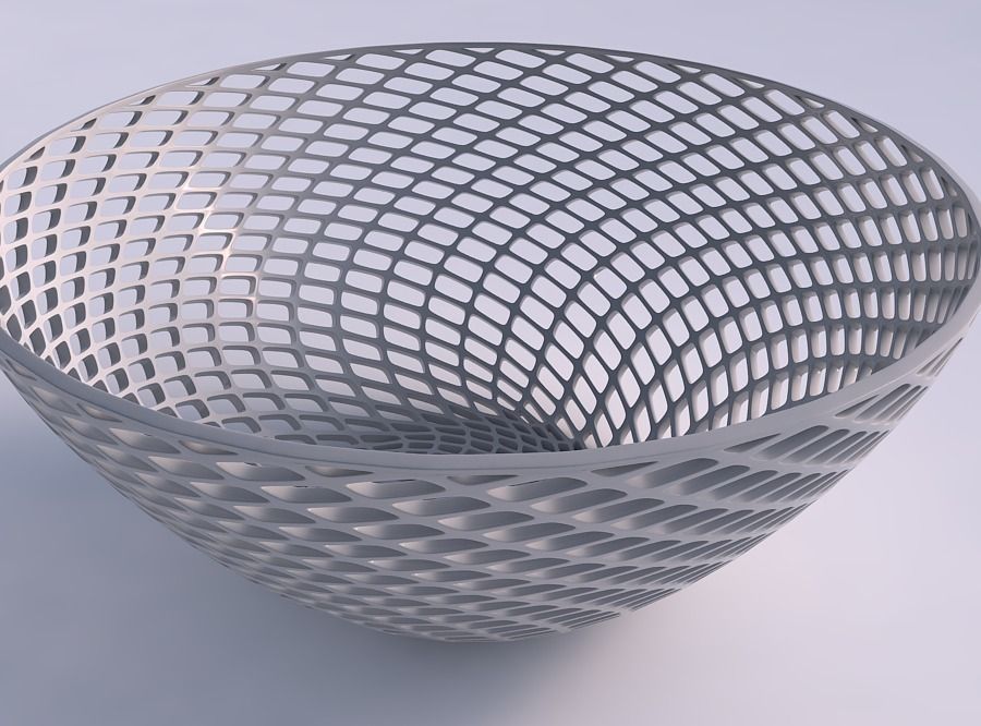 Bowl wide with fine diagonal grid lattice 3D model 3D printable | CGTrader