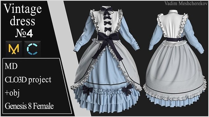 Vintage Dress 4 3D model | CGTrader