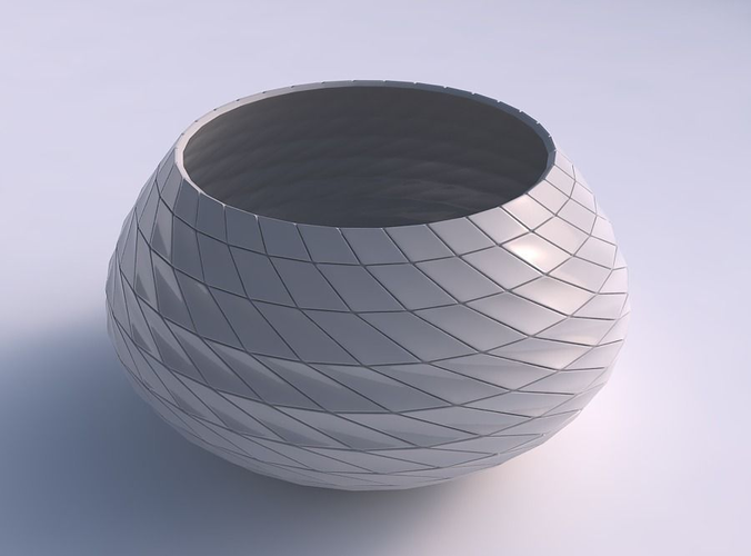 Bowl squeezed twisted with twisted grid plates 3D model 3D printable ...