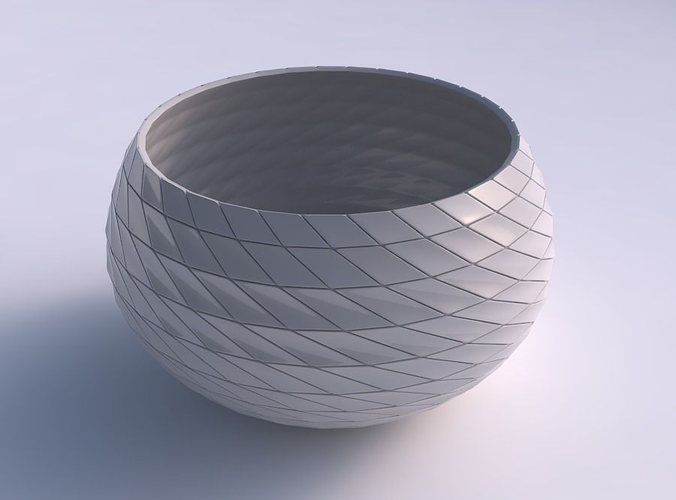 Bowl spheric twisted with twisted grid plates 3D model 3D printable ...