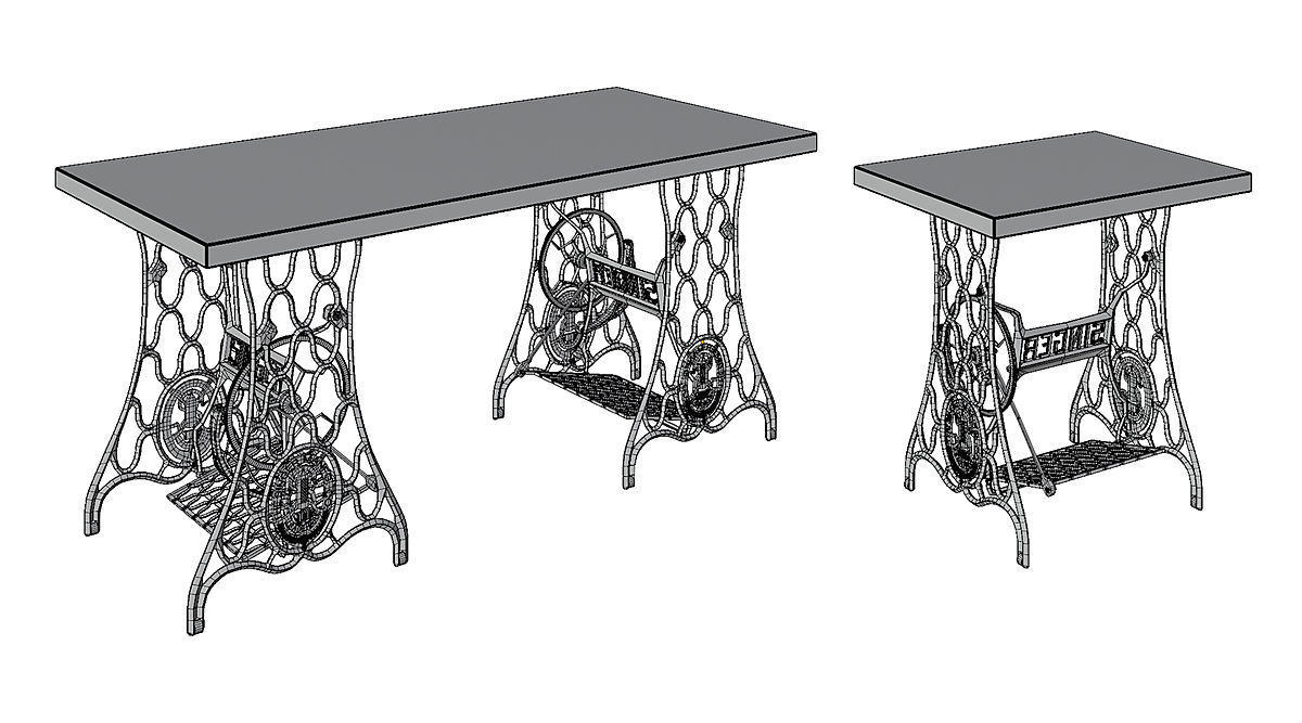 Singer Table BLENDER 3D Model Cycles 3D model | CGTrader