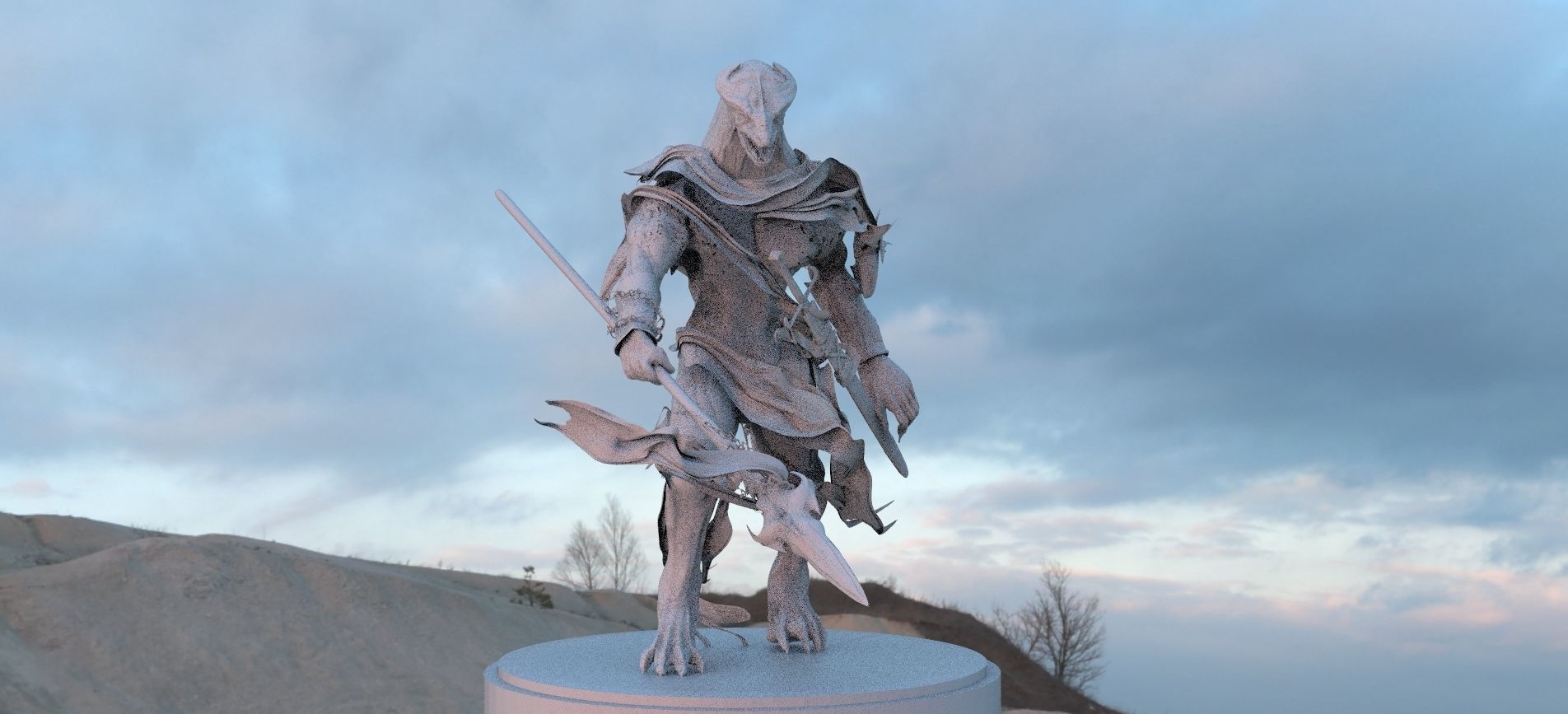 Lizard man with spear 3D model | CGTrader