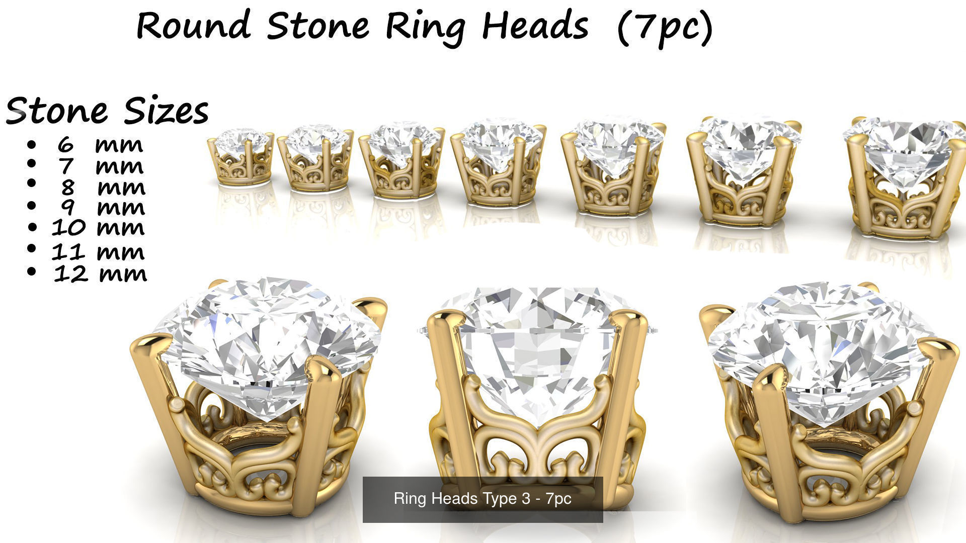 Round Ring Heads Collection of 115pc | CGTrader
