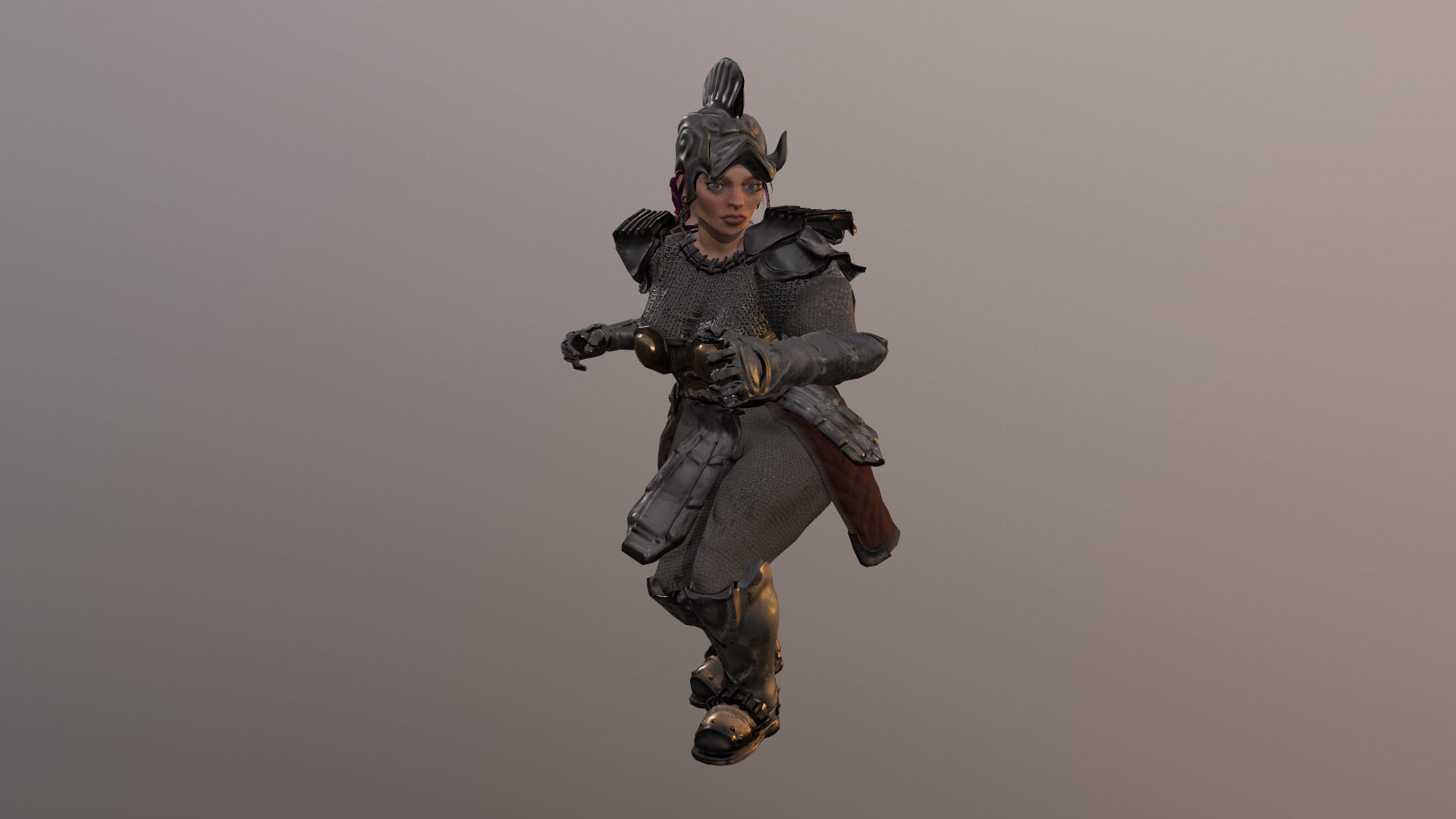 3D model Dwarf Woman Warrior Low-poly VR / AR / low-poly rigged ...