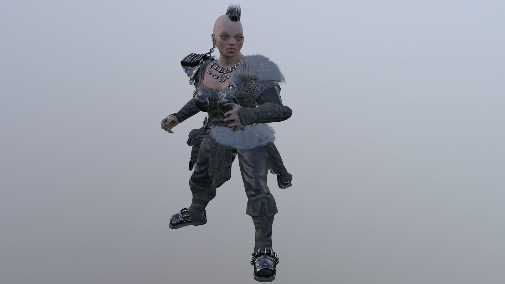 3D model Dwarf Woman Warrior Low-poly VR / AR / low-poly rigged ...