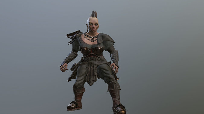 3D model Dwarf Woman Warrior Low-poly VR / AR / low-poly rigged ...