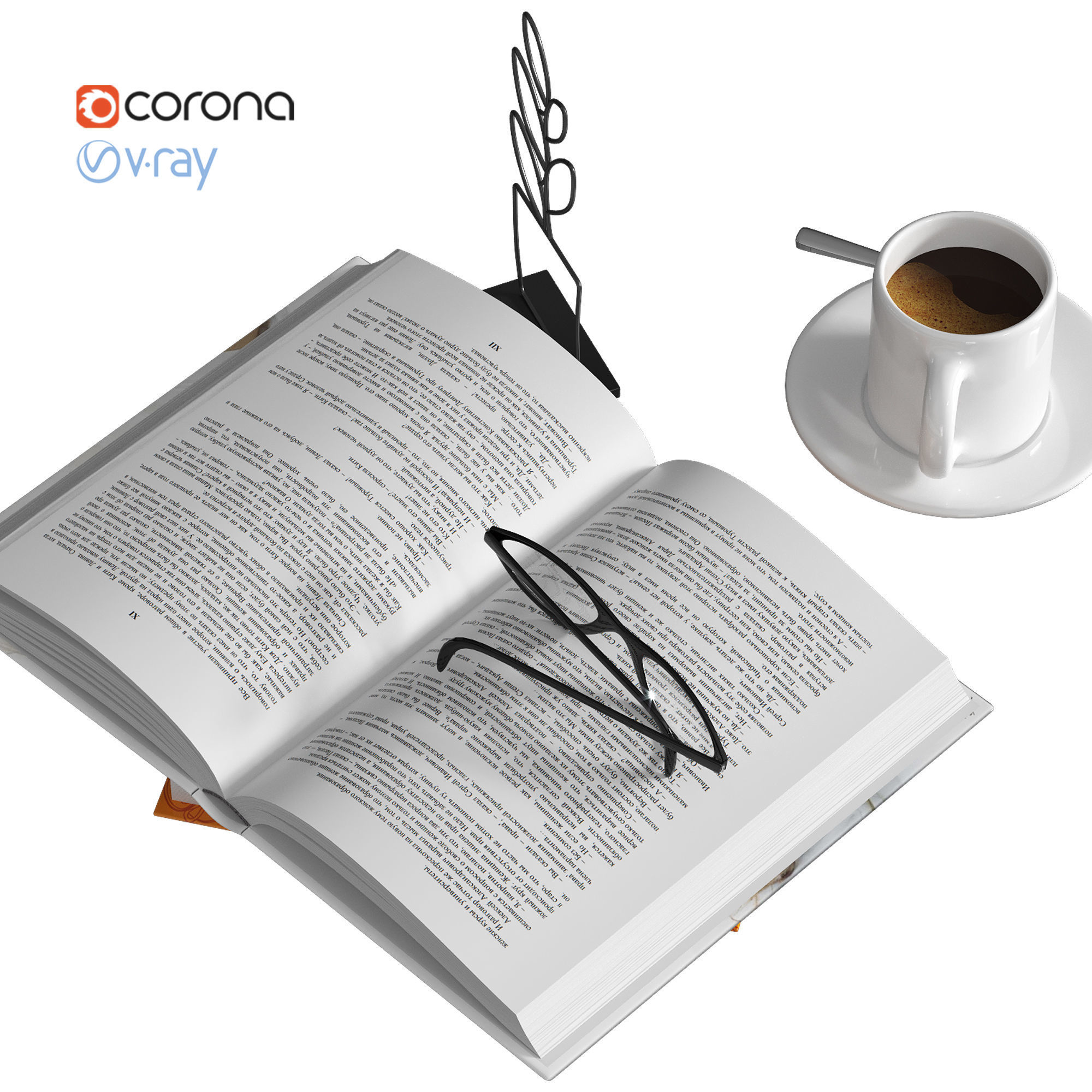 Decorative set with open book 3D model | CGTrader