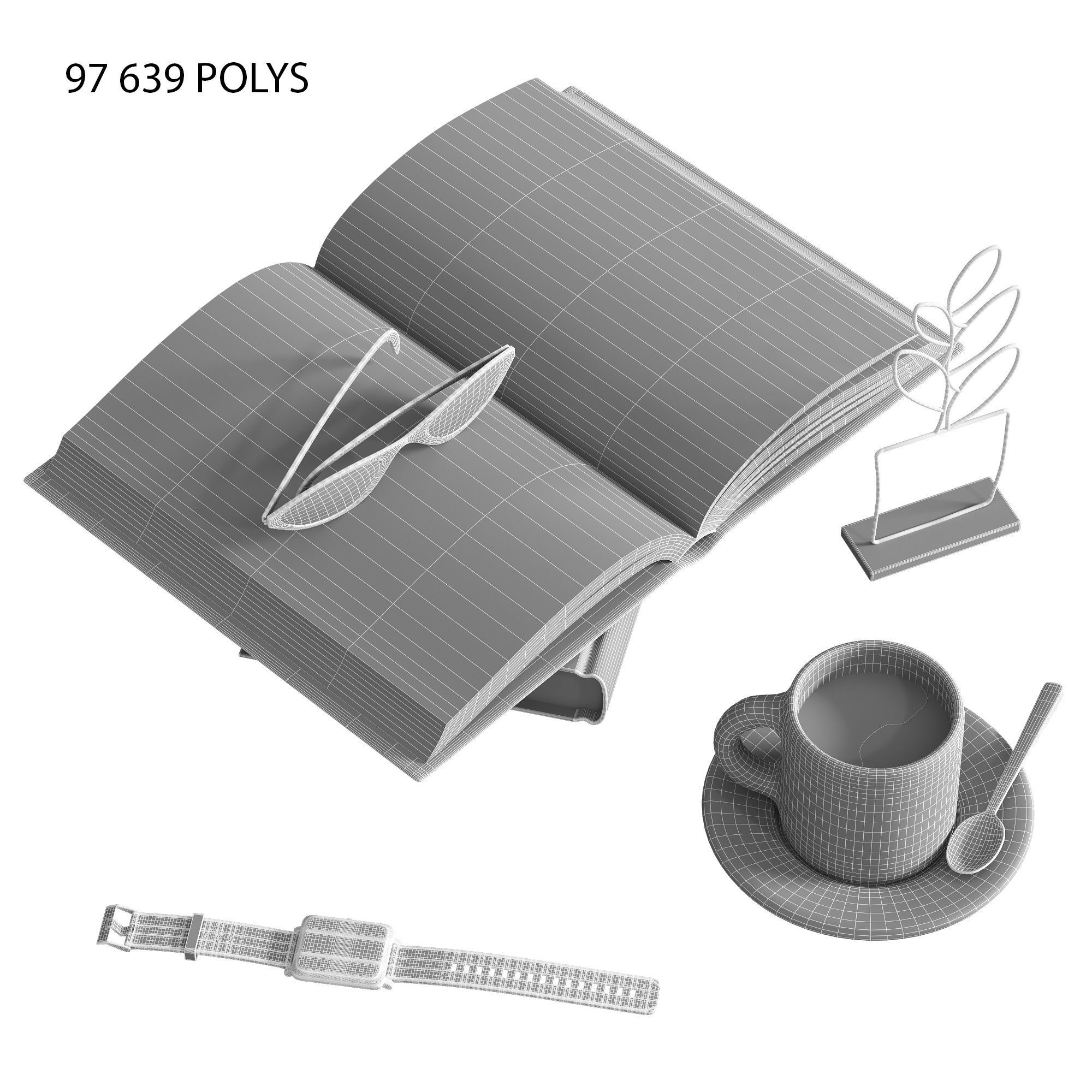 Decorative set with open book 3D model | CGTrader