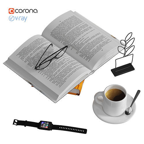 Decorative set with open book 3D model | CGTrader