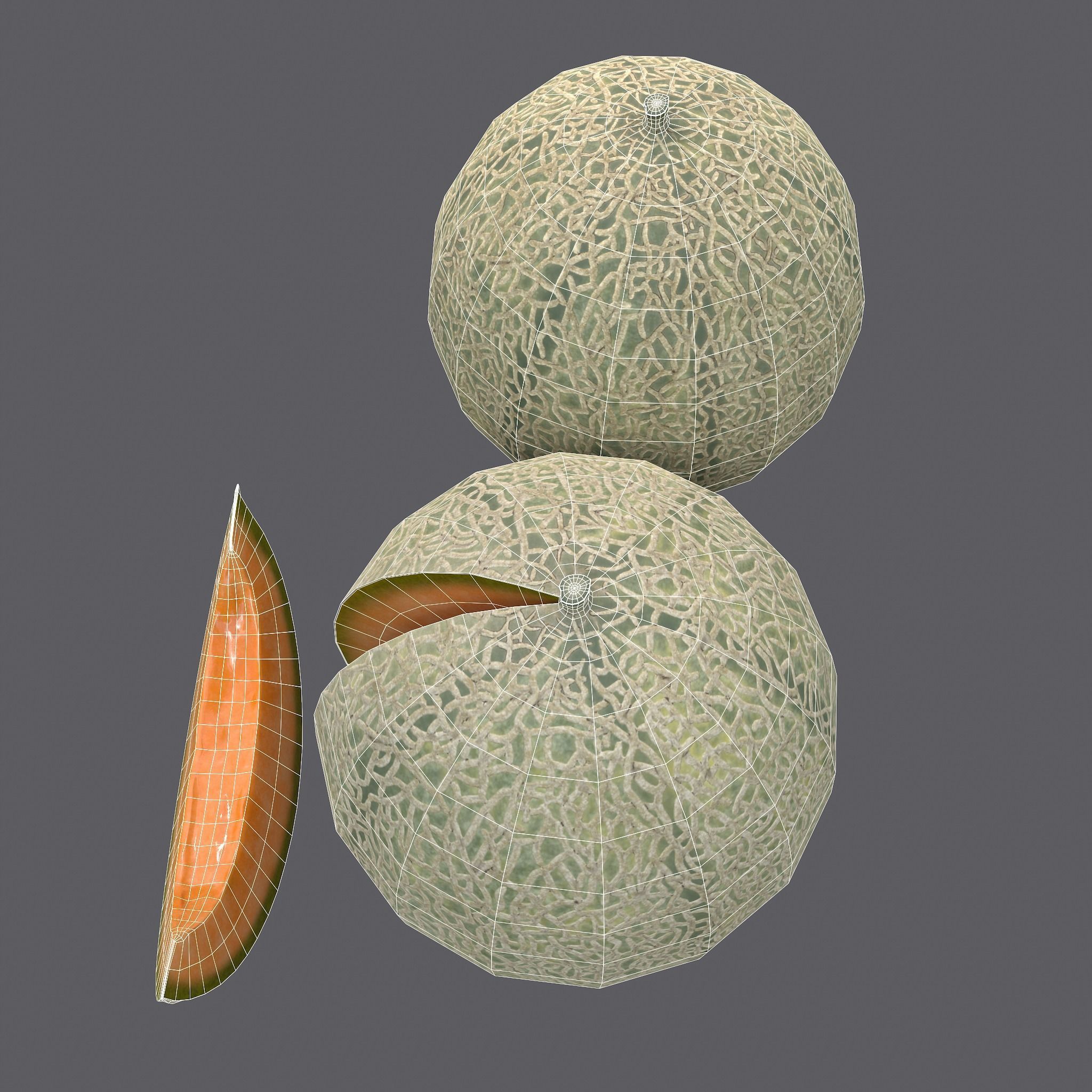 3D model Delicious Melon Full and Cut VR / AR / low-poly | CGTrader